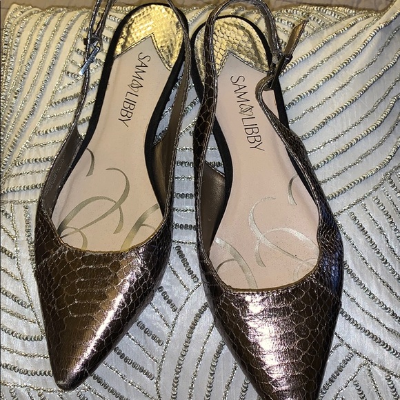 Sam & Libby | Shoes | Sam And Libby Metallic Pointed Tie Ballet Flats ...